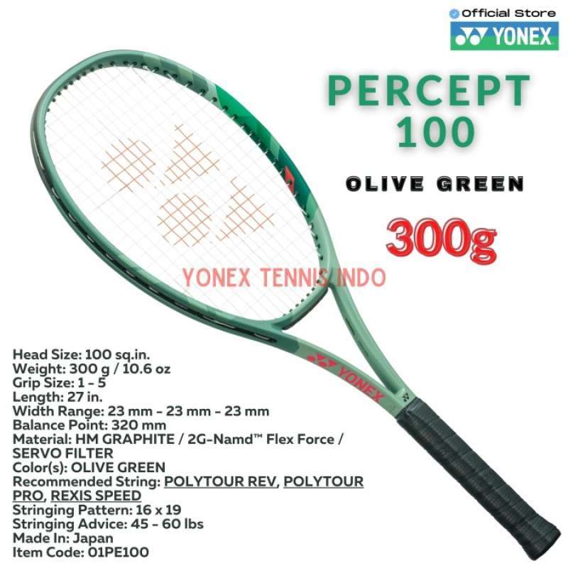 Jual Yonex PERCEPT 100 - 300 gram Olive Green - racket tennis di Seller YNX Tennis Indo Official ...
