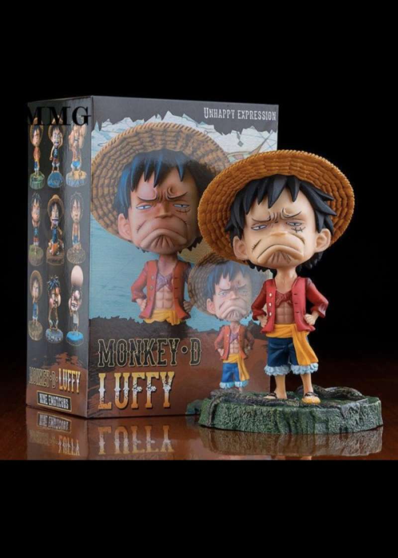 Promo One Piece Luffy Unhappy Anime Action Figure Muka Meme Kocak ...
