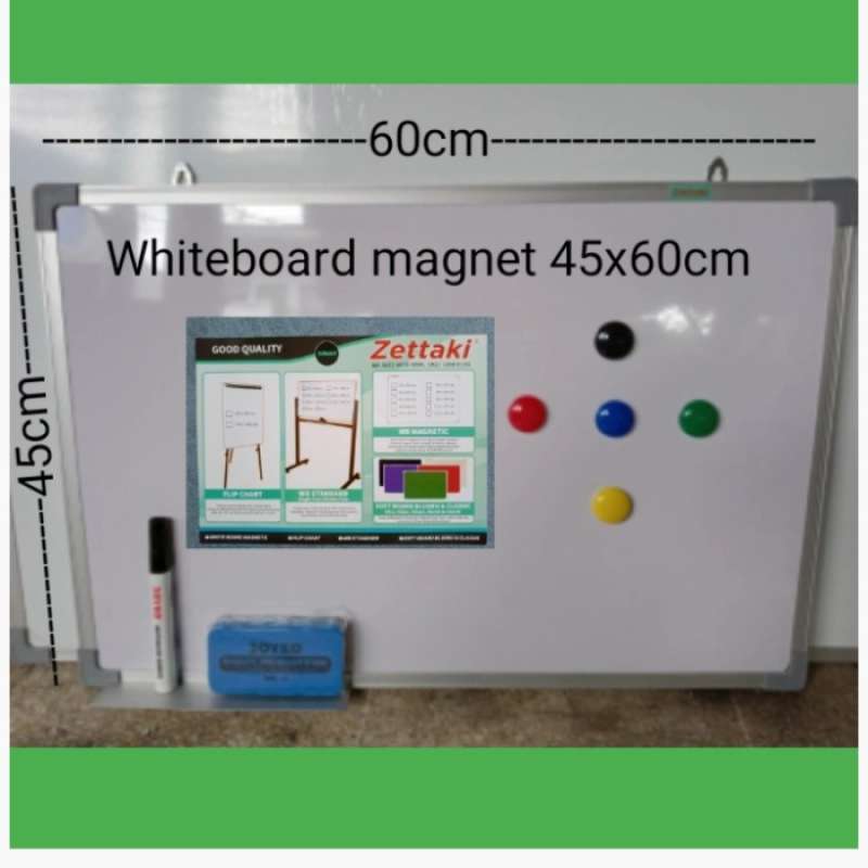 Promo PAPAN TULIS WHITEBOARD MAGNET GANTUNG SINGLE FACE ZETTAKI 45X60CM ...