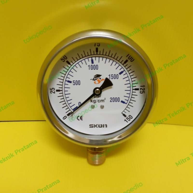 Jual Manometer Pressure Gauge Stainless SKON 4 inchi 150 Bar / 2000 psi ...