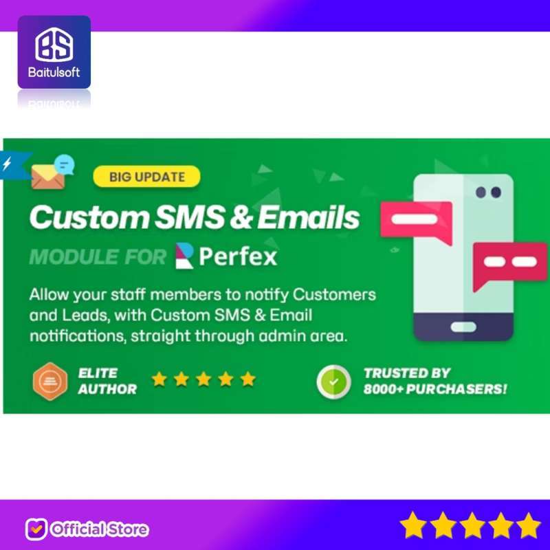 Promo SOURCE CODE APLIKASI CUSTOM SMS & EMAIL NOTIFICATIONS MODULE FOR PERFEX CRM BY BAITULSOFT ...