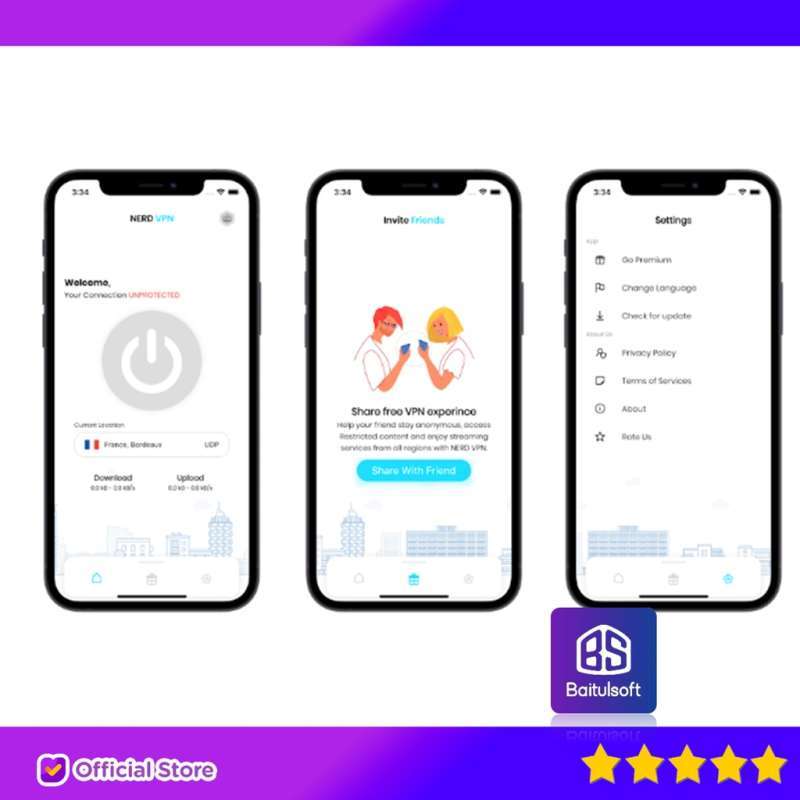 Jual Source Code Aplikasi Nerd Vpn : Flutter Vpn Full Application With ...