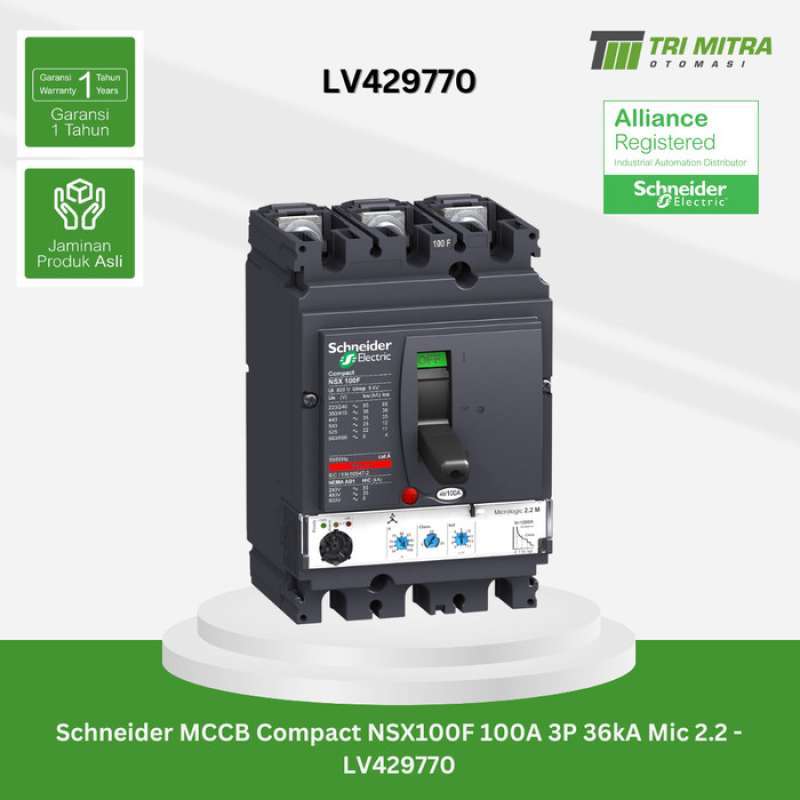 Promo Schneider MCCB Compact NSX100F 100A 3P 36kA Mic 2.2 - LV429770 ...