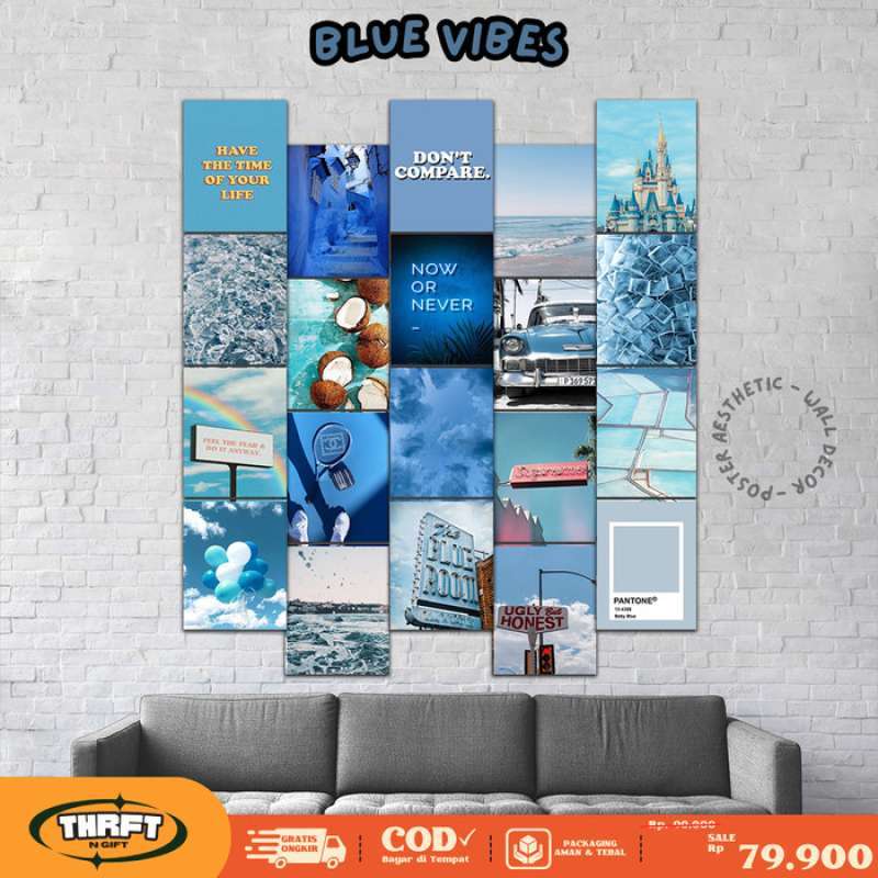 Jual Poster Aesthetic Collage Wall - Blue Aesthetic Series A4 di Seller ...