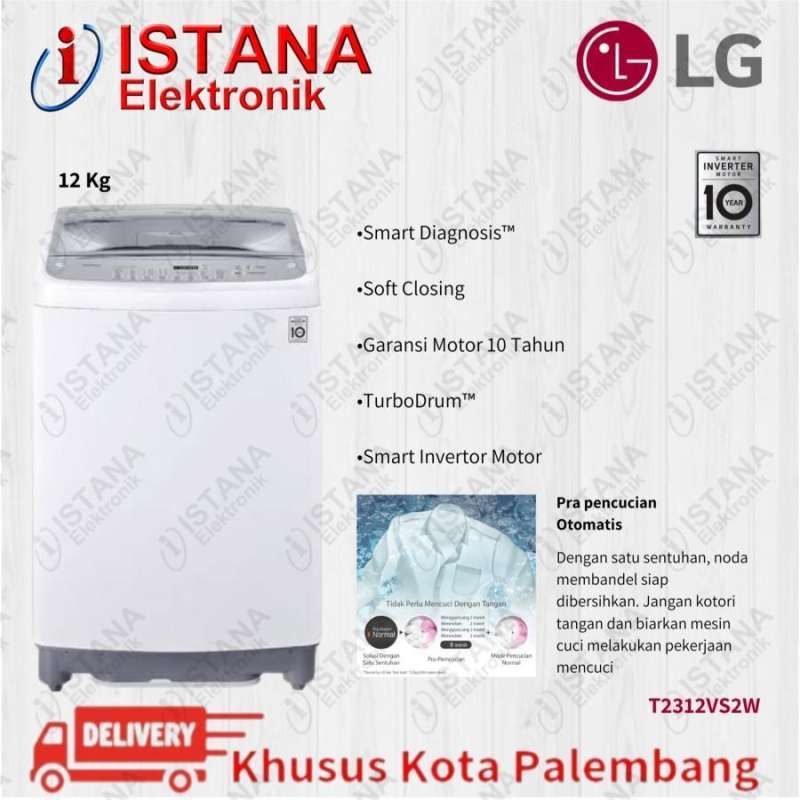 Jual Lg Mesin Cuci 1 Tabung Top Loading Smart Inverter 12 Kg T2312vs2w ...