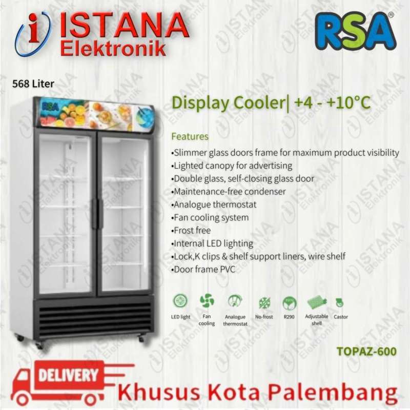 Jual Rsa Showcase Display Cooler 2 Pintu No Frost 568 Liter Topaz-600 ...