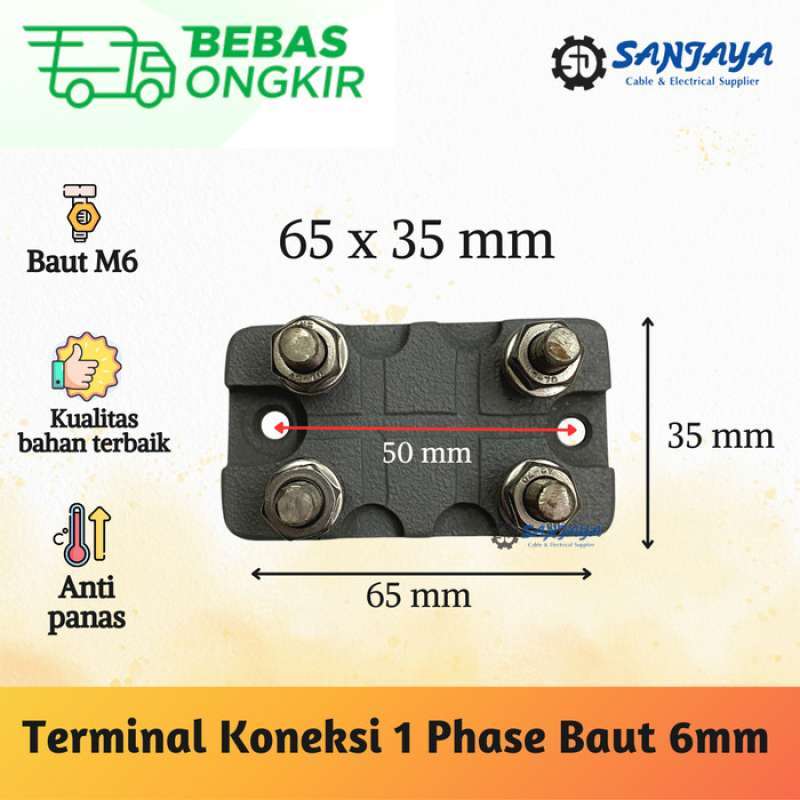 Jual Terminal Koneksi 1 Phase Baut 6mm Terminal Elektro Motor 65x35mm ...