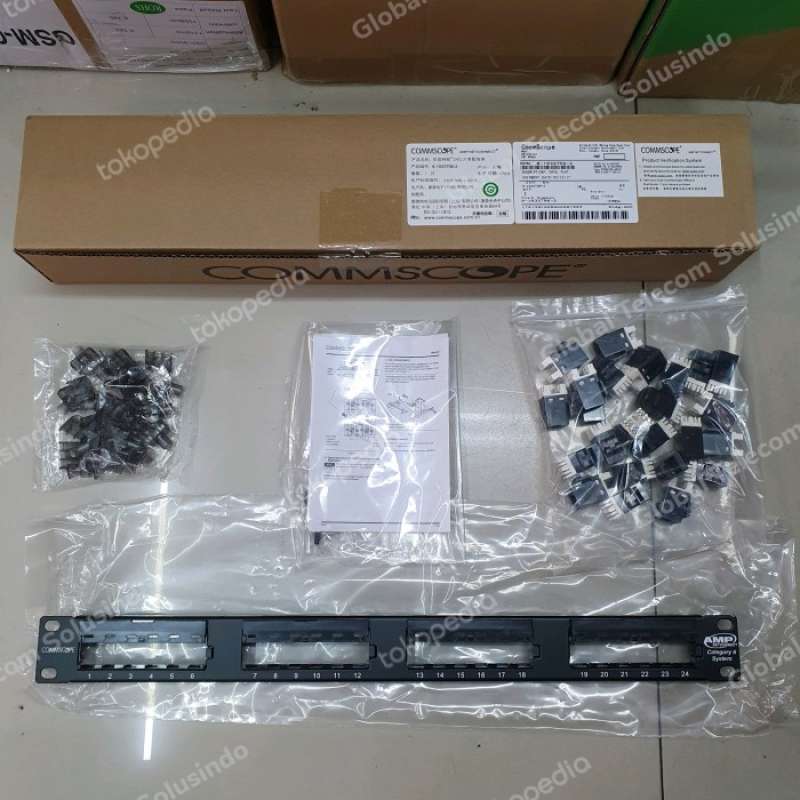 Promo Patch Panel Cat 6 24 Port Commscope AMP Lengkap Modular Loaded ...