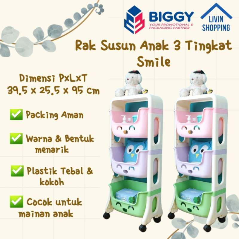 Promo Rak Susun 3 Tingkat Serbaguna / Rak Simpan Mainan Anak Diskon 23% ...