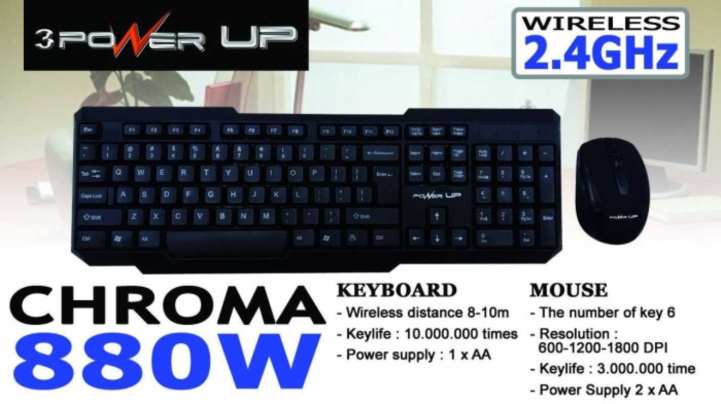 Promo Power Up Keyboard and Mouse Wireless CHROMA AIR 880W Diskon 33% di Seller Alfira Shop ...