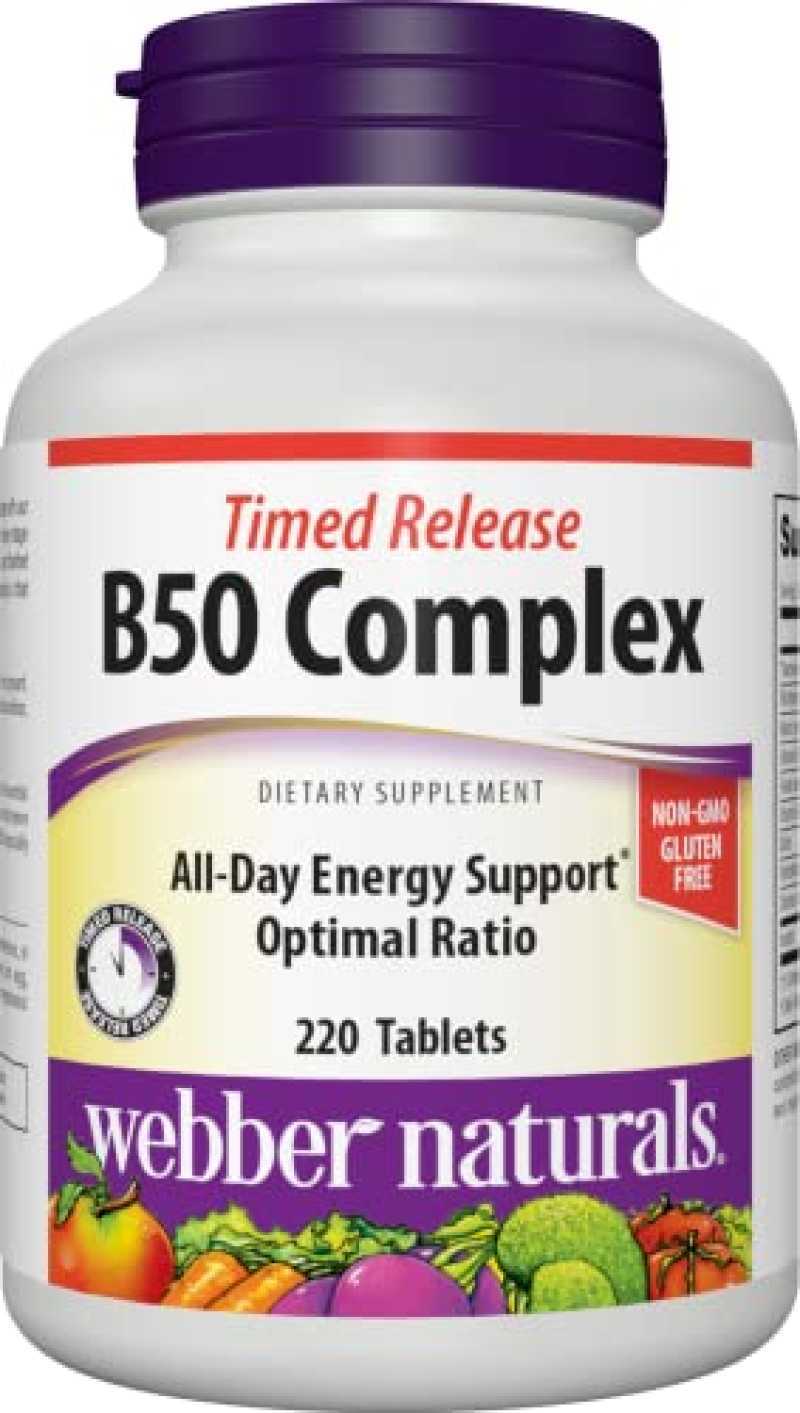 Promo Webber Naturals Vitamin B50 Complex, Timed Release, 220 Tablets, Supports Energy ...