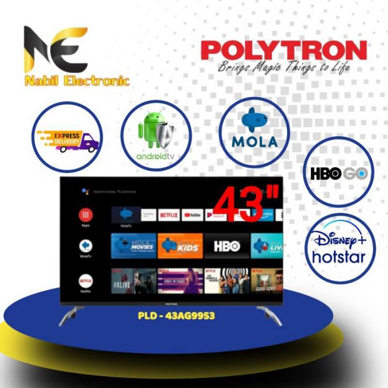 Promo POLYTRON LED TV 43 INCH PLD 43AG9953 SMART ANDROID Diskon 33% di ...