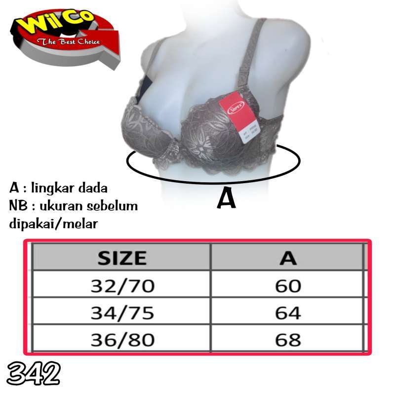 Promo B342 | Bra Brukat Busa Tebal Pakai Kawat | Cup Kecil 32 - 36 | Dua Pengait Diskon 32% Di ...