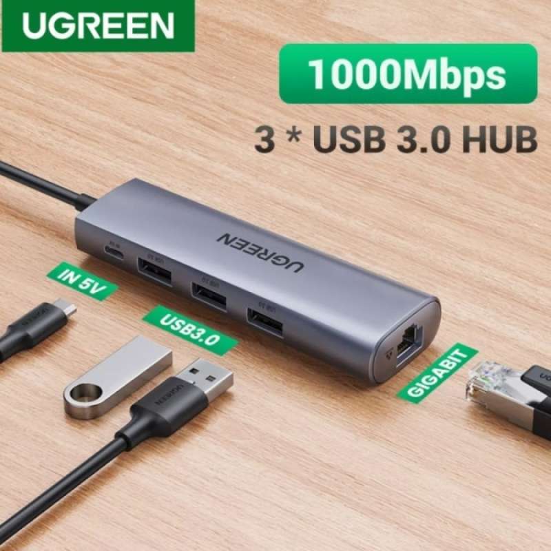Jual Adapter USB Hub UGreen USB A to RJ45 Gigabit USB A DC in 5V (60812 ...