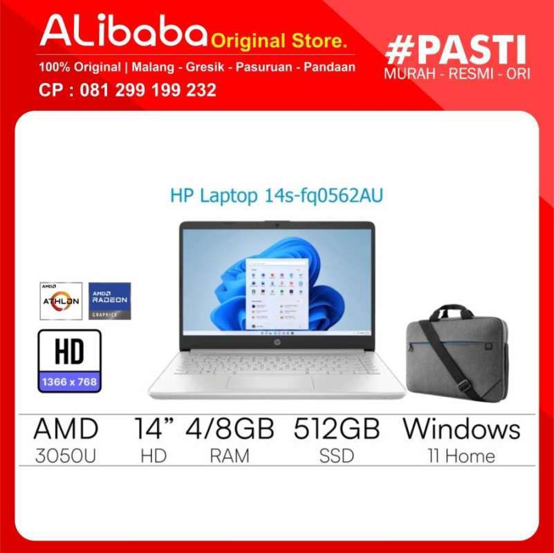 Jual Laptop HP 14s-fq0562AU AMD Athlon Silver 3050U 4/512GB 14 W11 OHS ...
