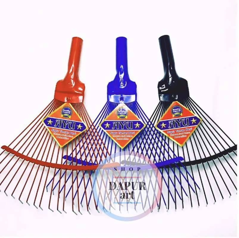 Promo Sapu Garuk Daun Besi Anti Karat Patah Taman Gagang Kayu Halaman ...