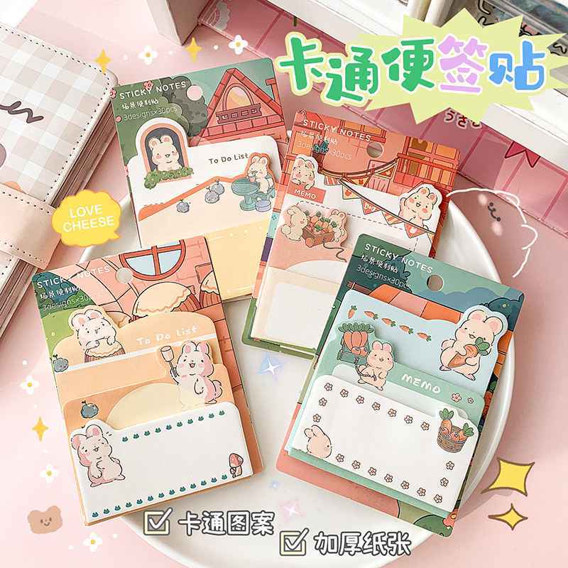 Jual 3 IN1 STICKY NOTE MOTIF KARTUN LUCU / PEMBATAS BUKU 3 LINE PAPER ...