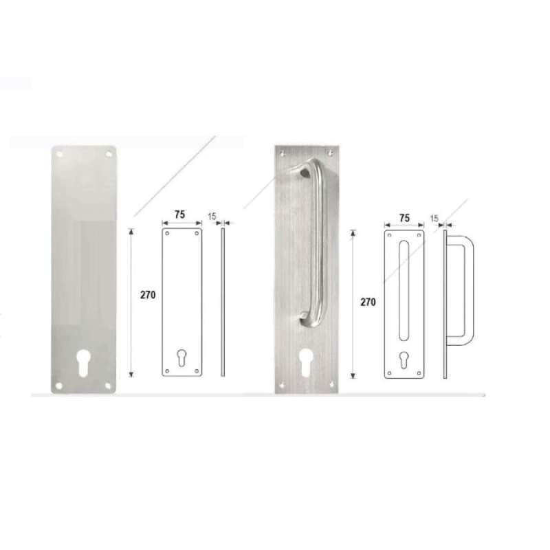 Promo Pull Plate Handle and Push Plate Handle With Cylinder Hole ...