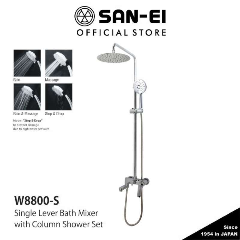 Jual San-ei W8800-s Single Lever Bath Mixer With Column Shower Set | Shower Dinding Set Di ...