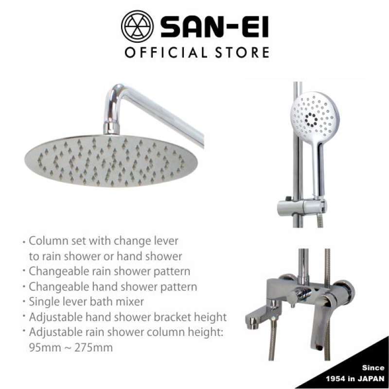 Jual San-ei W8800-s Single Lever Bath Mixer With Column Shower Set | Shower Dinding Set Di ...