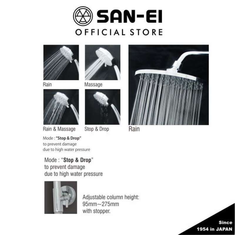 Jual San-ei W8800-s Single Lever Bath Mixer With Column Shower Set | Shower Dinding Set Di ...