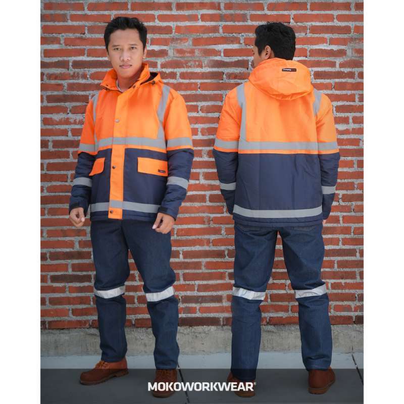 Promo JAKET PARKA ORANGE NAVY Mokoworkwear Grey Baju Safety Lengan ...