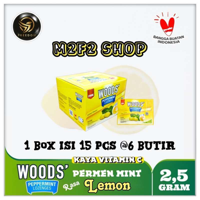 Jual Woods Peppermint Lozenges Lemon Vitamin C | Permen Mint Pelega ...