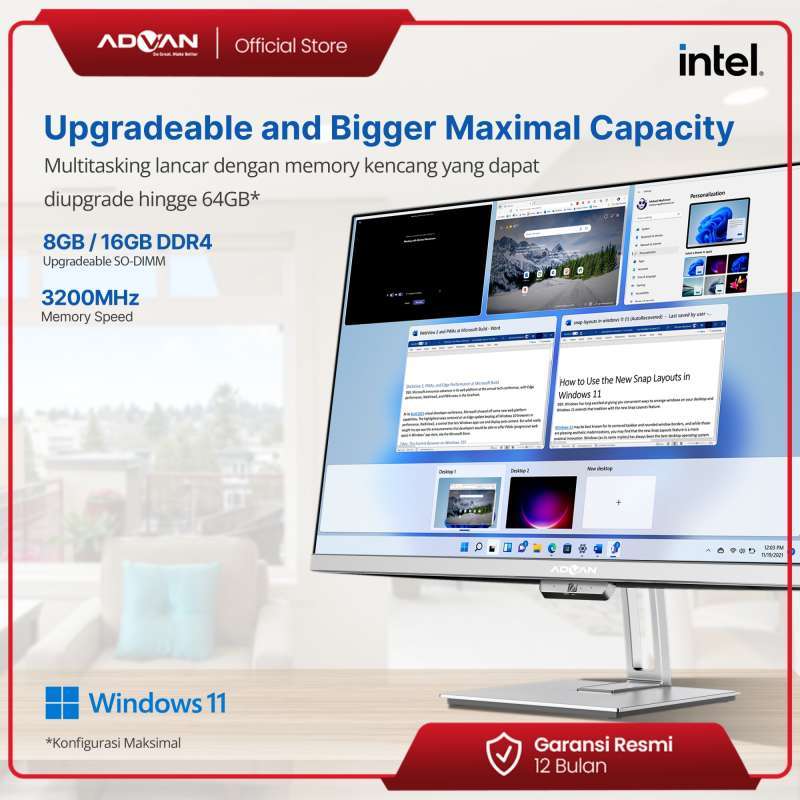 Jual Advan All In One Pc Aio Onepc Intel I5 8+512gb Windows 11 Di ...