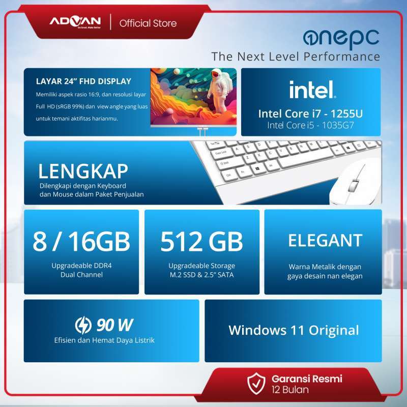 Jual Advan All In One Pc Aio Onepc Intel I5 8+512gb Windows 11 Di ...