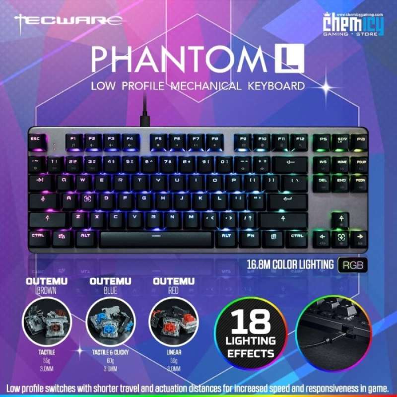 Promo Tecware Phantom L Tkl Rgb Low Profile Mechanical Gaming Keyboard ...