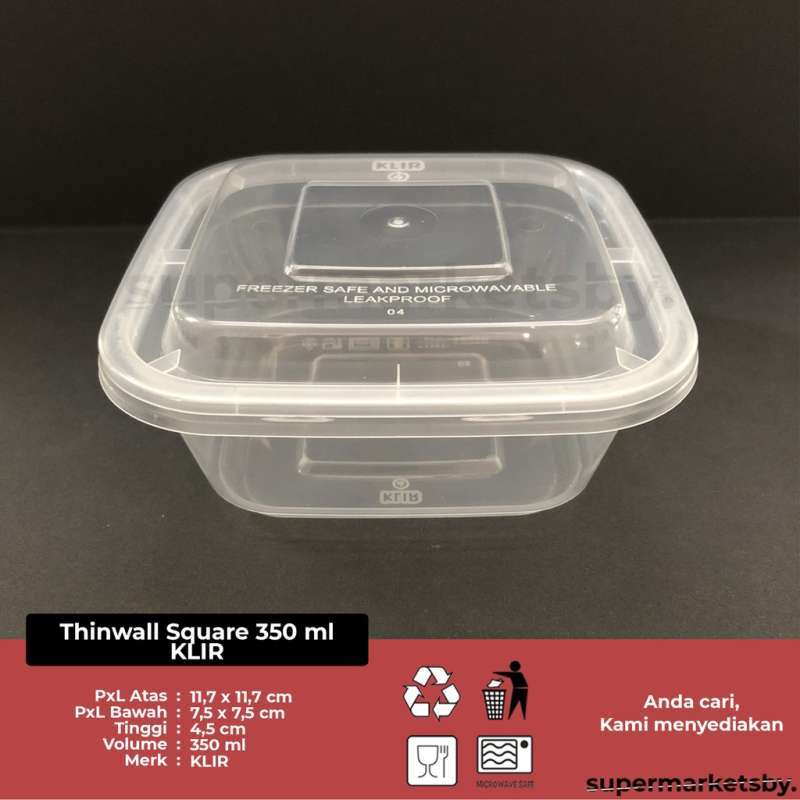 Jual Thinwall Square 350 ml / Food Container 350 ml Transparan KLIR di ...