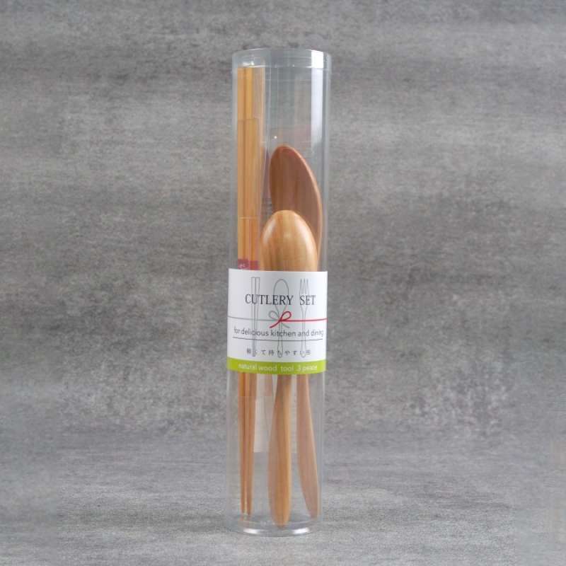 Promo Alat Makan Kayu Wooden Cutlery Set Ishida Natural Wood Light ...