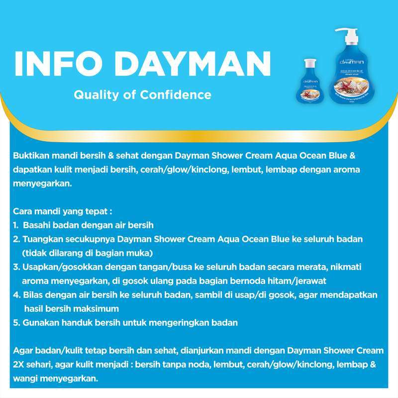 Promo Sabun Mandi Cair Dayman Shower Cream Aqua Ocean Blue 1000 ml ...