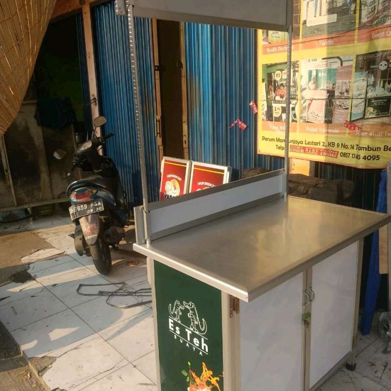Jual Booth Portable Meja Lipat Dagang makanan minuman dengan pintu ...