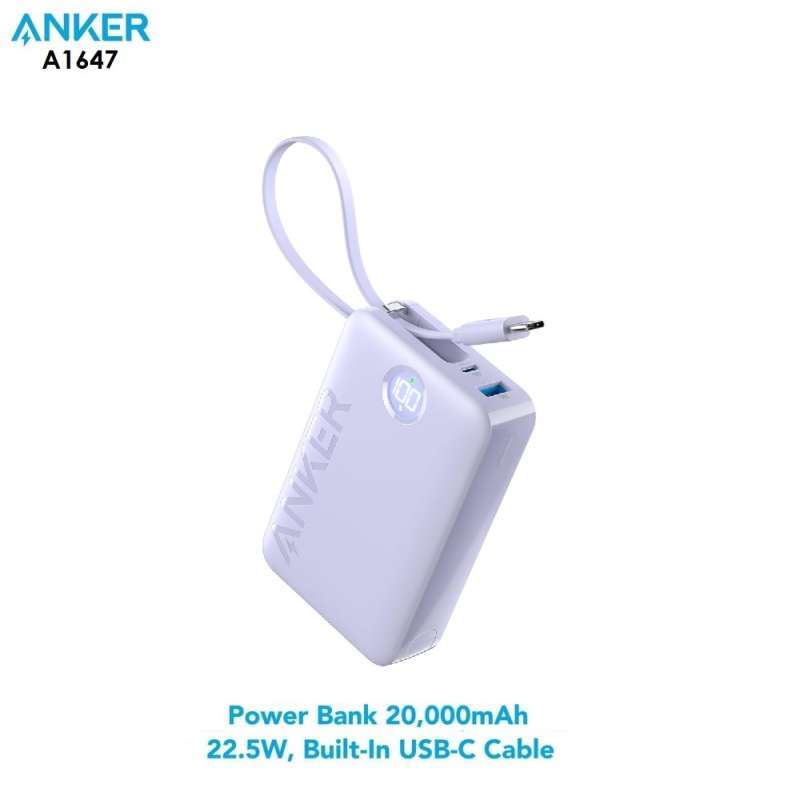 Jual ANKER A1647 - 20000mAh Power Bank with Built-in USB-C Cable ...