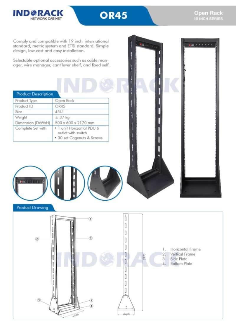 Promo Sale Indorack Open Rack 45U Rack Server 19 Or45 Rak Server 19 ...