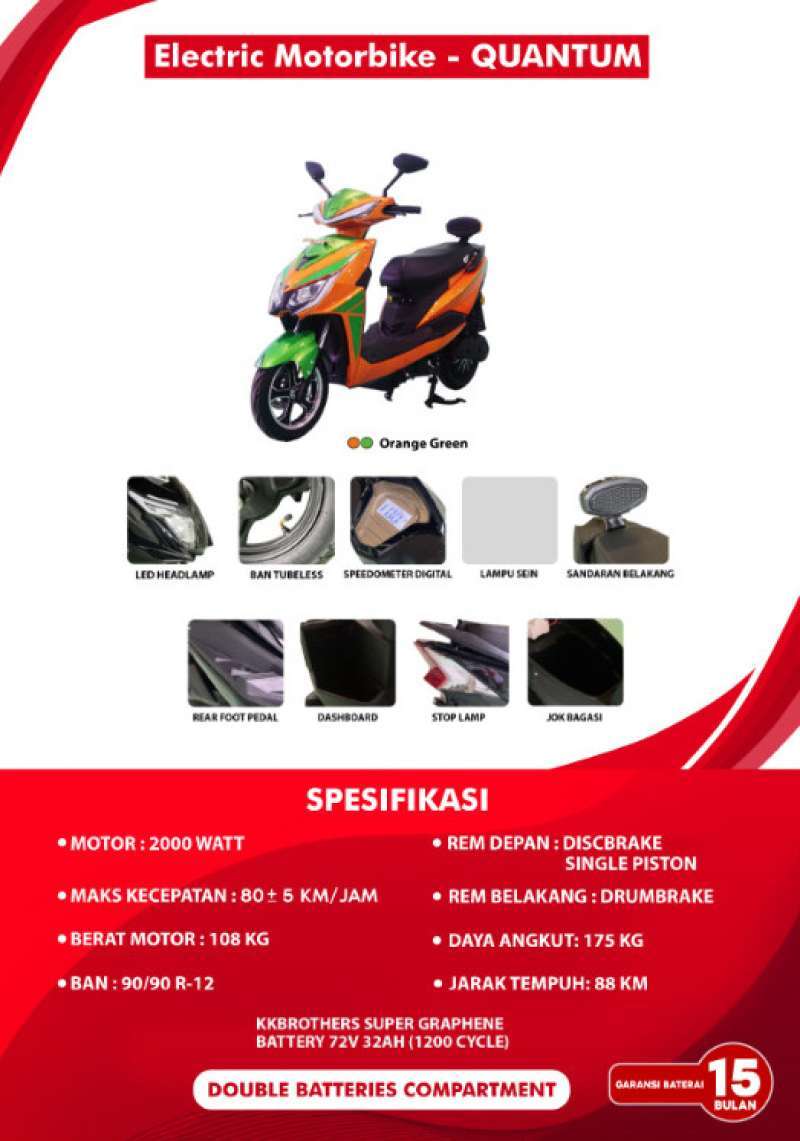 Jual Harga Subsidi Sepeda Motor Listrik Quantum 2000watt Greentech Di ...