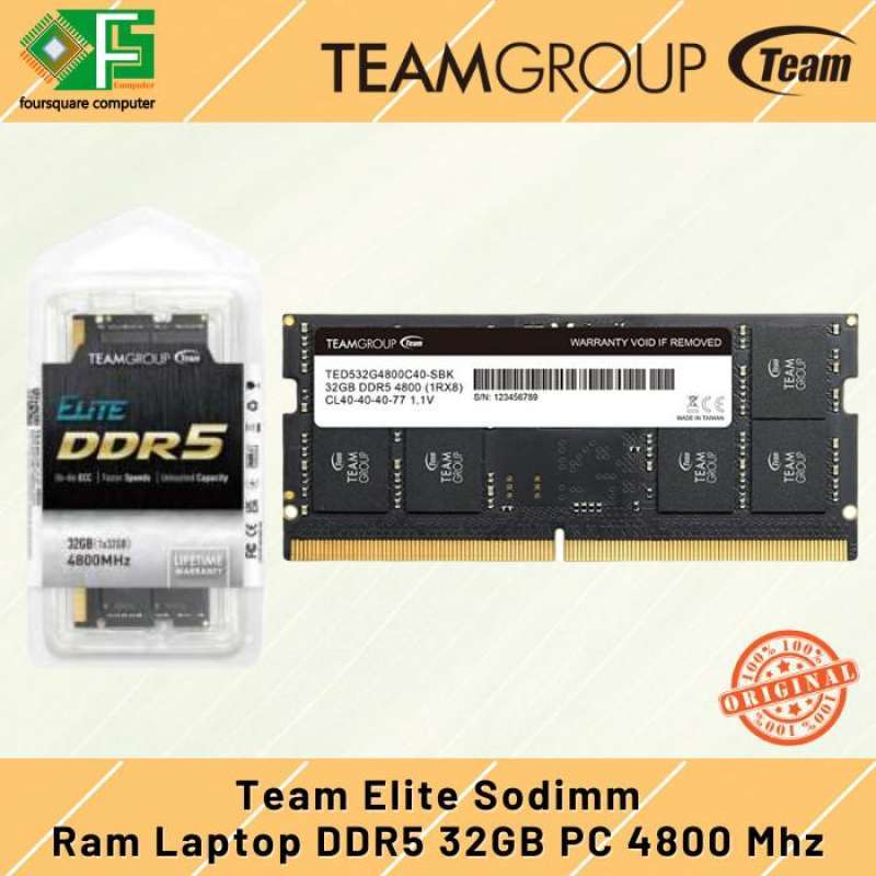 Jual Memory RAM Laptop Sodimm Ddr5 32gb Pc 4800 Mhz Team Elite Di ...