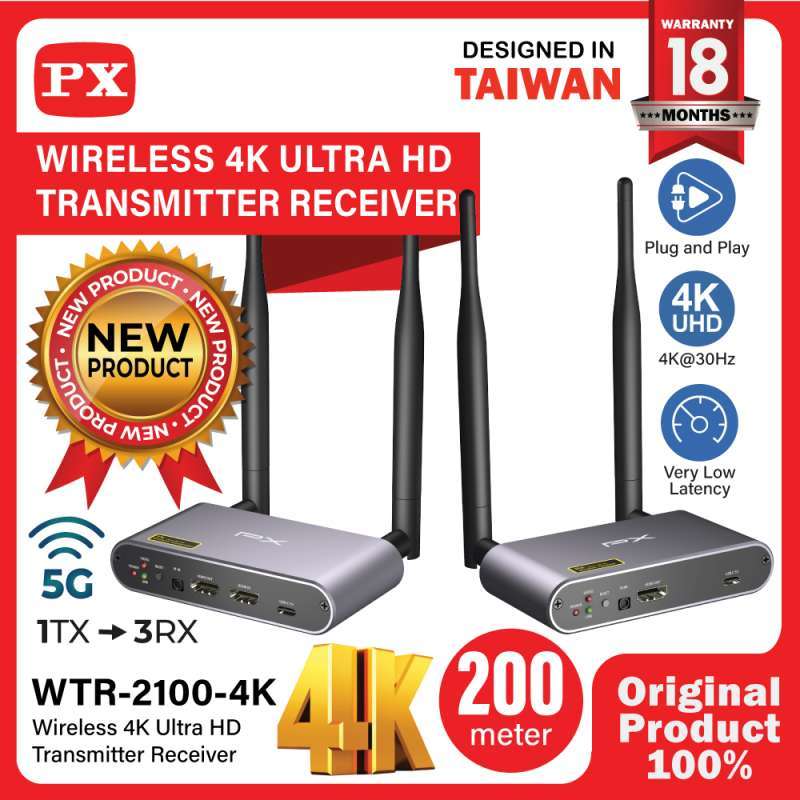 Jual Wireless Transmitter Audio Video Receiver Projector 4k Px Wtr-2100 ...