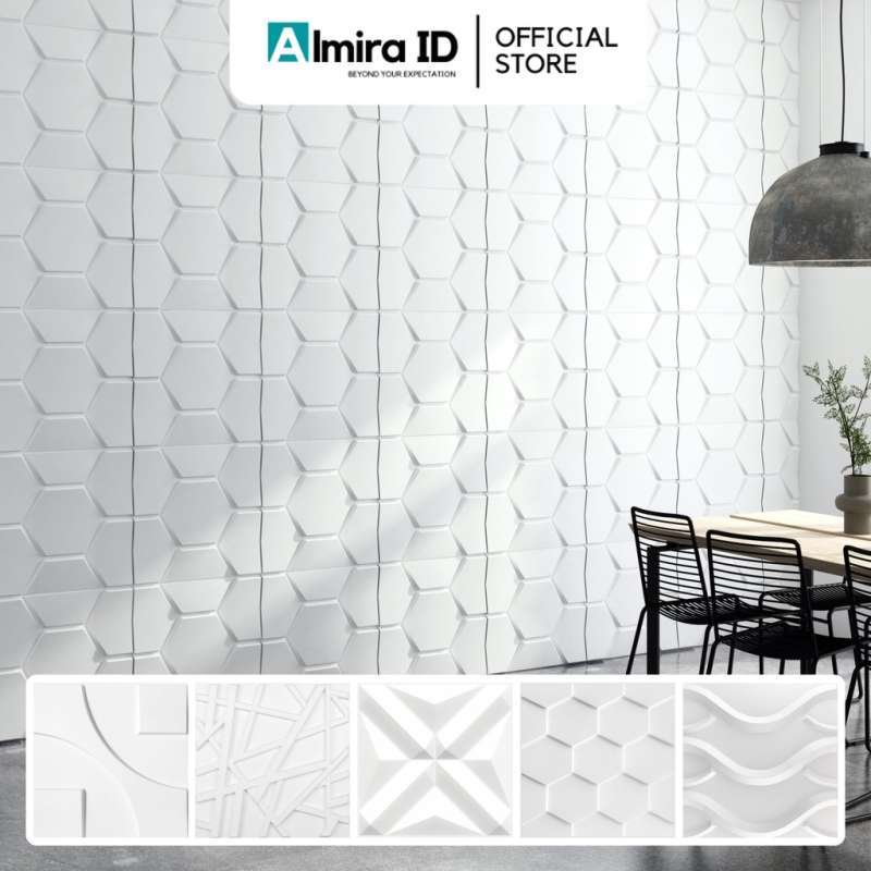 Promo 3d Wallpanel Putih & Hitam Unik Pvc 50 X 50 Cm Bahan Padat Anti ...