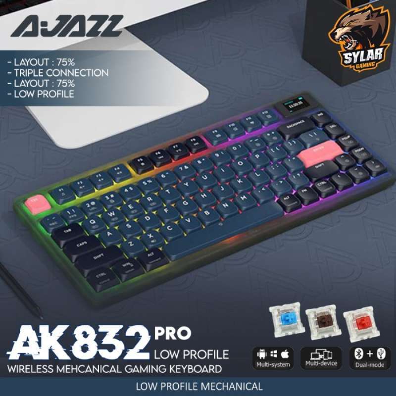 Promo Diskon Ajazz Ak832 Pro Low Profile Wireless Mechanical Gaming ...