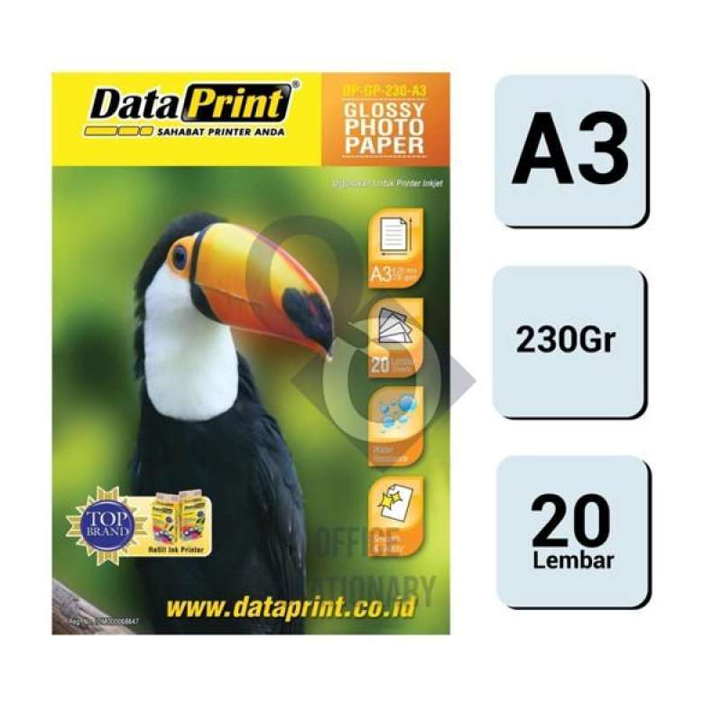 Jual Dataprint glossy photo paper 230 A3 / Kertas Data Print Glossy ...