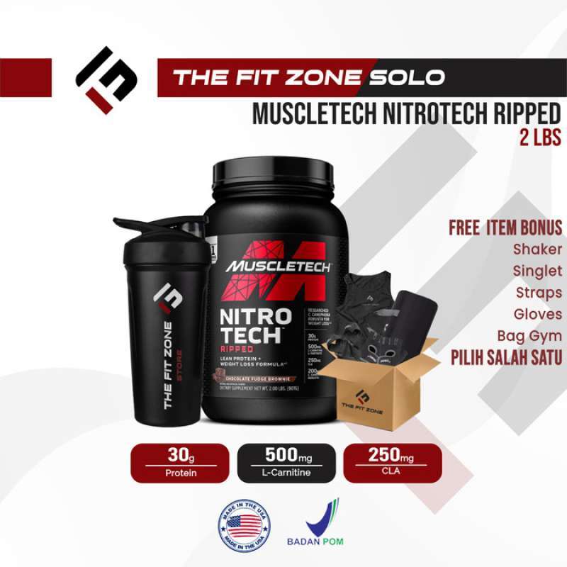 Promo Muscletech Nitrotech Ripped 2 Lbs Nitro Tech Ripped Whey+fat Loss ...