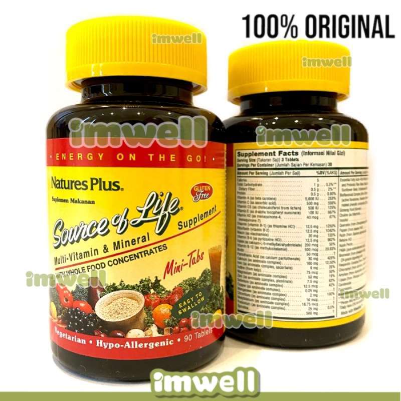 Promo Natures Plus SOL Mini Tabs (90) Source Of Life Multivitamin ...