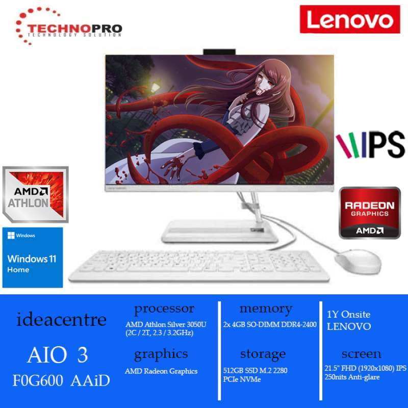 Promo Lenovo Ideacentre AIO 3 22ADA6 AAID A9ID AMD Athlon Silver 3050U AMD Radeon 8GB 512GB