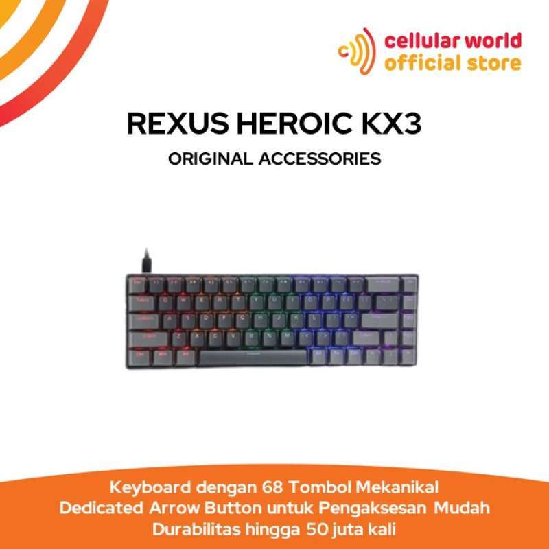 Jual Rexus Heroic KX3 Mini Rainbow Mechanical Gaming Keyboard Garansi ...