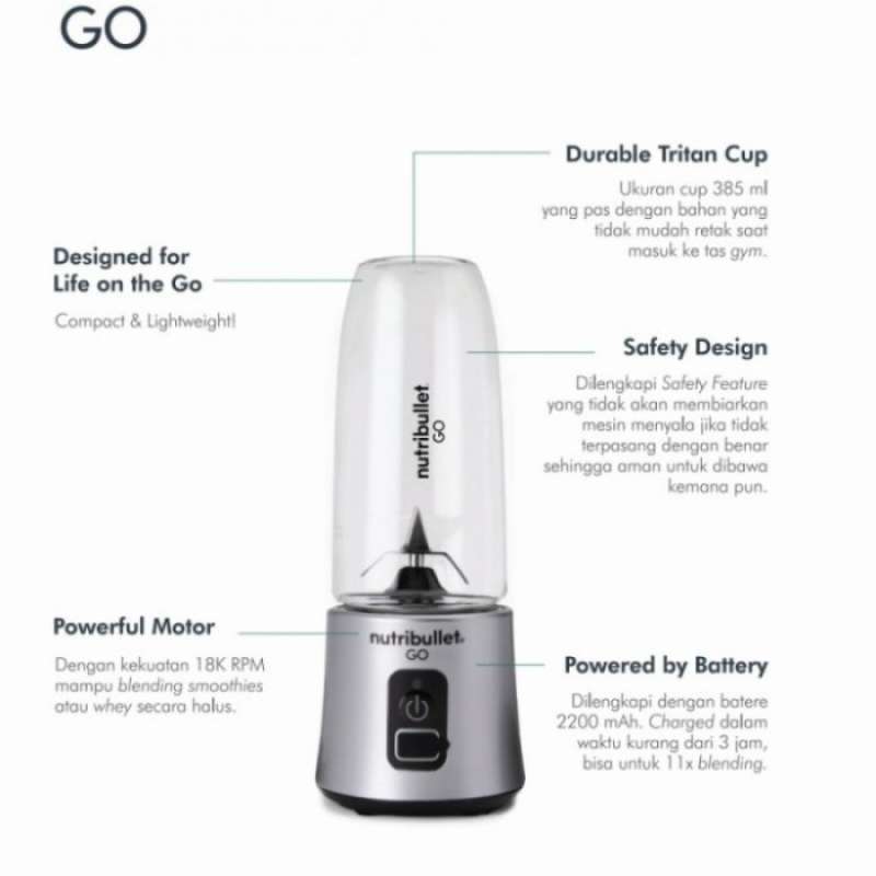 Jual Nutribullet Go Portable Blender Nutri Bullet fitness juice cordless - Putih di Seller ...