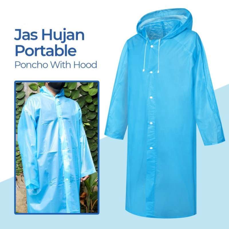 Promo Jas Hujan Simple Portable Raincoat With Hood Diskon 23% Di Seller ...