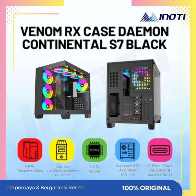 Jual Casing Venomrx Daemon Continental S7 - E-atx Gaming Case - Black ...