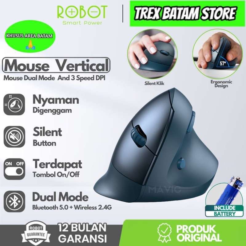 Jual Robot Guru Master 1 Mouse Wireless Vertical Ergonomic 2.4g Dual ...